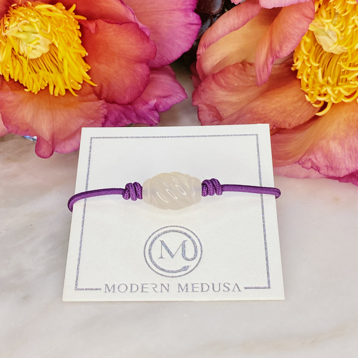Moon Struck - Hand-Carved White Moonstone & Silver Bracelet – Modern Medusa